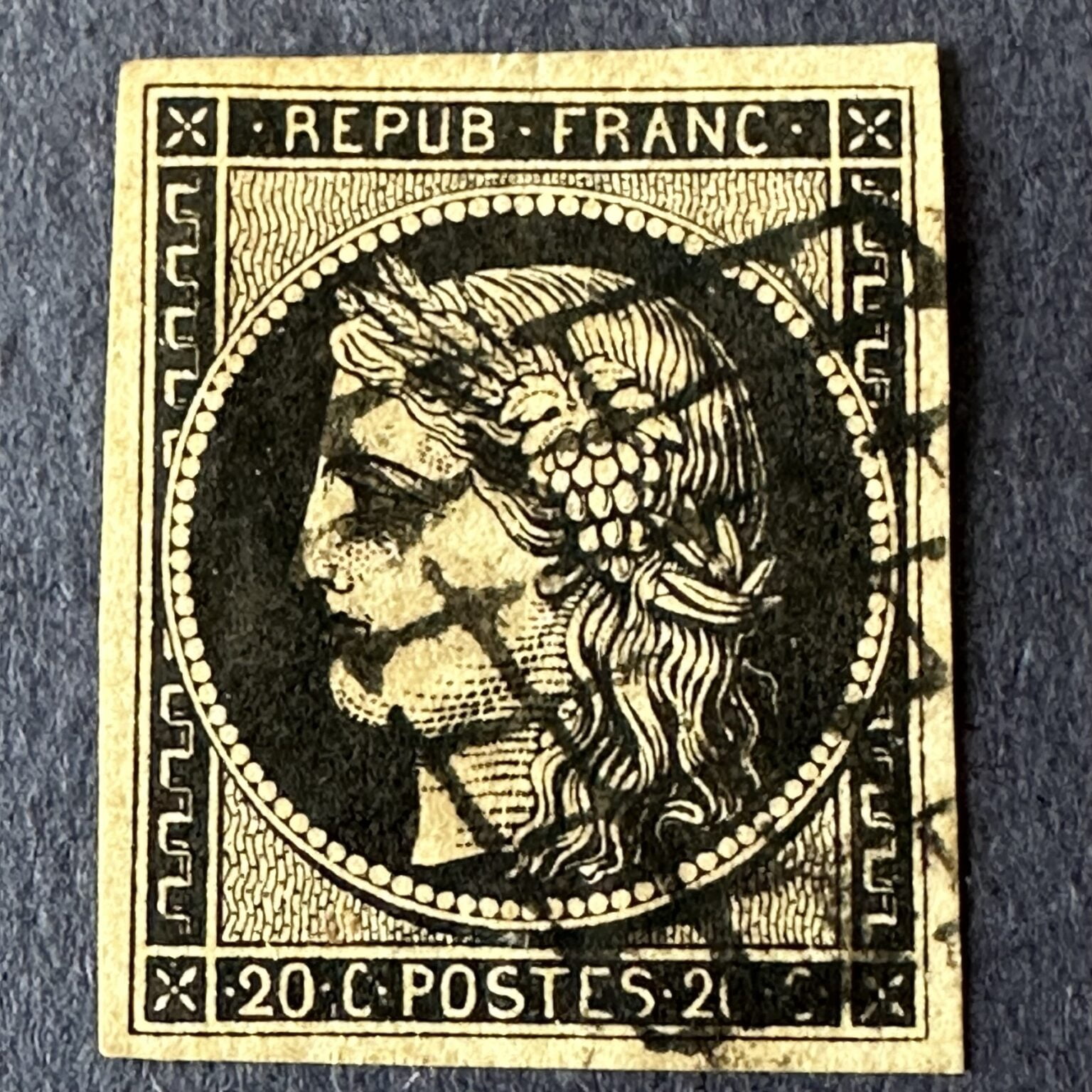 Y&T 3 "Cérès 20c noir sur jaune" OBL - TB - History Philatélie - achat ...